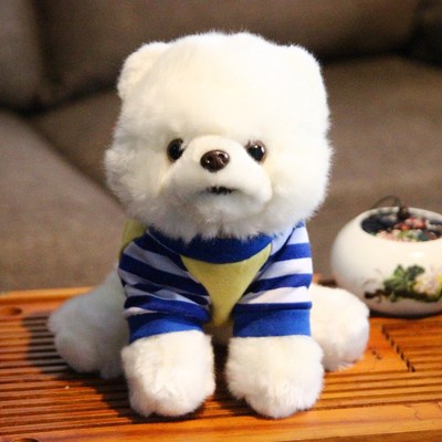可爱白色博美犬公仔仿真狗狗毛绒玩具宠物穿衣狗娃娃儿童玩偶女生