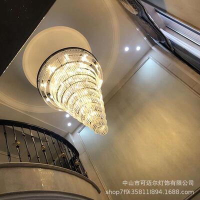 旋吊美式楼梯水晶吊RH-6037灯轻奢别楼墅螺转梯间长灯挑高复式楼