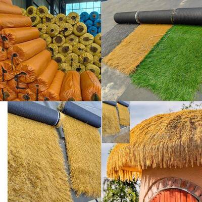 仿真茅草隔热塑料毛草家屋亭顶稻草农乐景区凉庭院地毯式饰HIO装