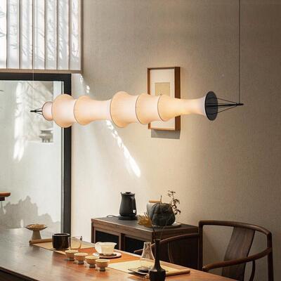 783新中式护眼灯侘寂风蚕丝艺竹艺节吊餐厅布茶灯室样板房术吊线