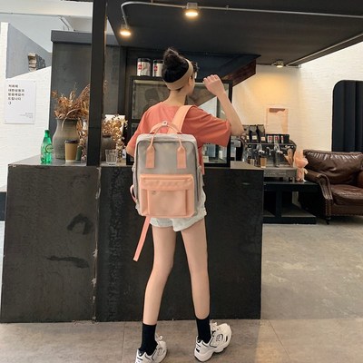 书包女大学生可放电脑简约百搭大容量上课高颜值ins风双肩包背包