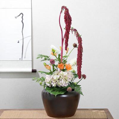 中华花艺插花器陶瓷中式缸插花花器tq725467皿日式水花道培植物复