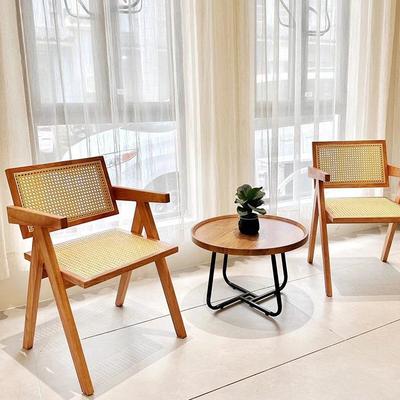休闲藤编椅椅子家用椅凳子662#藤椅靠背原木风加昌迪尔椅阳台实木