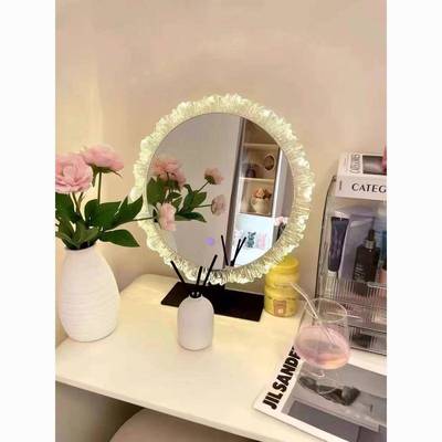 高颜值网红化妆镜亚力带灯梳妆镜梳形三色变光异镜妆台镜发克190