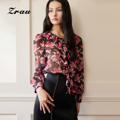 秋季新款荷叶边领宽松上衣