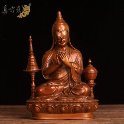 真古意 铜阿底峡尊者摆件定制紫铜造像居家客厅供奉工艺品供奉