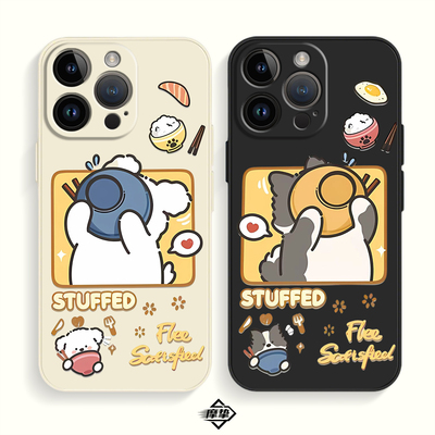 卡通情侣大碗干饭适用于iPhoneAir苹果15Pro简约OPPOFindX6新款荣耀400全包硅胶三星GalaxyS25液态磨砂保护壳