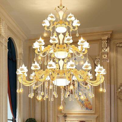 欧水式复式客楼大灯奢华吊大气6152家用晶灯长吊灯厅灯具挑空大楼