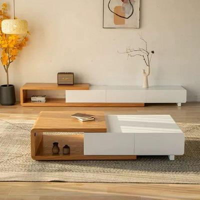 客厅新款日式可伸缩茶几电视柜组合原木奶油费现代简约小户型茶几