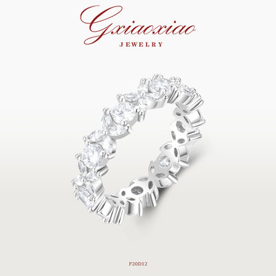 GXIAOXIAO百搭满镶四叶花朵戒指