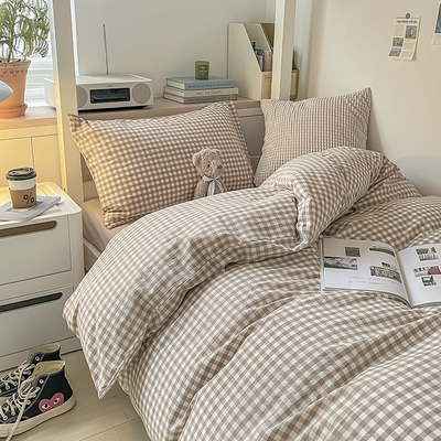 单人全棉水洗棉被套145px225x155x215cm定做学生单被罩小格子被单