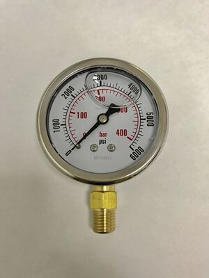 npt1/4  铜螺纹 68mm不锈钢滚边外壳 400bar 6000psi 压力表油压