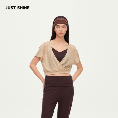 时晒轻熟优雅V领扭结小衫配吊带