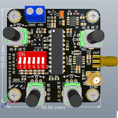 MAX038模块 信号发生器 三角波正弦波矩形波脉冲波 频率幅度可调