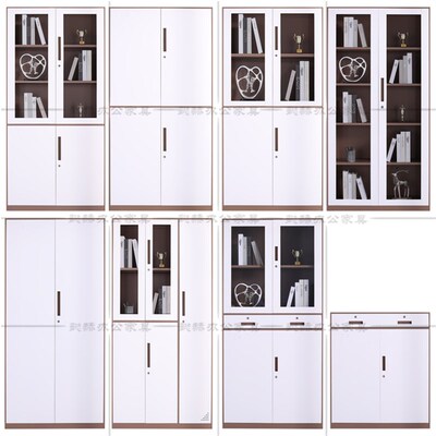 办公室文件柜纳璃门书柜财务凭储柜收玻证物资料档案铁皮矮柜带锁