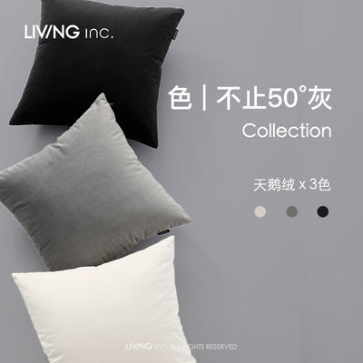 VNG nc.黑白灰色绒 抱枕沙发客厅现靠垫腰靠