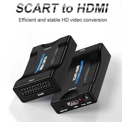 热销 塑胶壳scart转hdmi转换器 HDMI转scart扫把头电视转换器