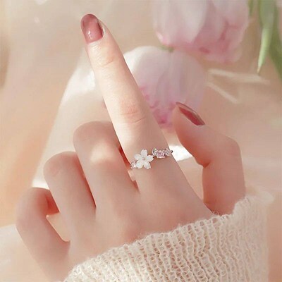Luxury Zircon Flower Opening Rings for Women Cubic Zirconia