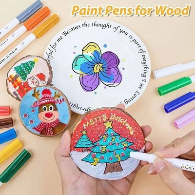 Acrylic Paint Pens Markers Permanent 24 Colors Fine Tip For