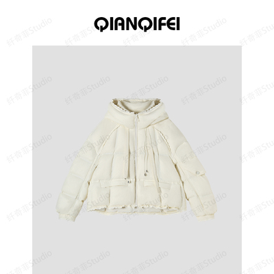 1-10F C【甜甜妹宝】新款蕾丝云朵感连帽鹅绒短外套 TK5140