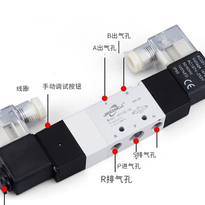 中泄式三位五通4V130E-06气动电磁阀4V230E-08 4V330E-10 430E-15