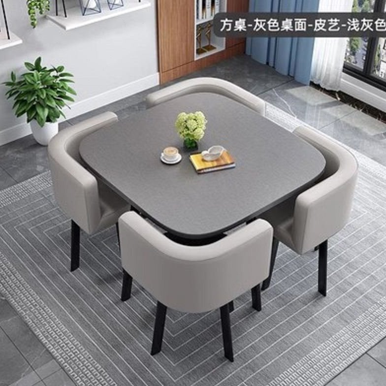 简约方形洽谈桌椅组合店铺商铺休息区洽谈桌会客休闲接待方桌椅