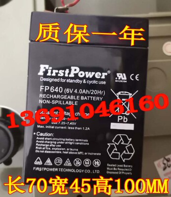 FirstPower蓄电池 FP640 6V4.0AH/20HR 电子称 玩具车 童车用电瓶