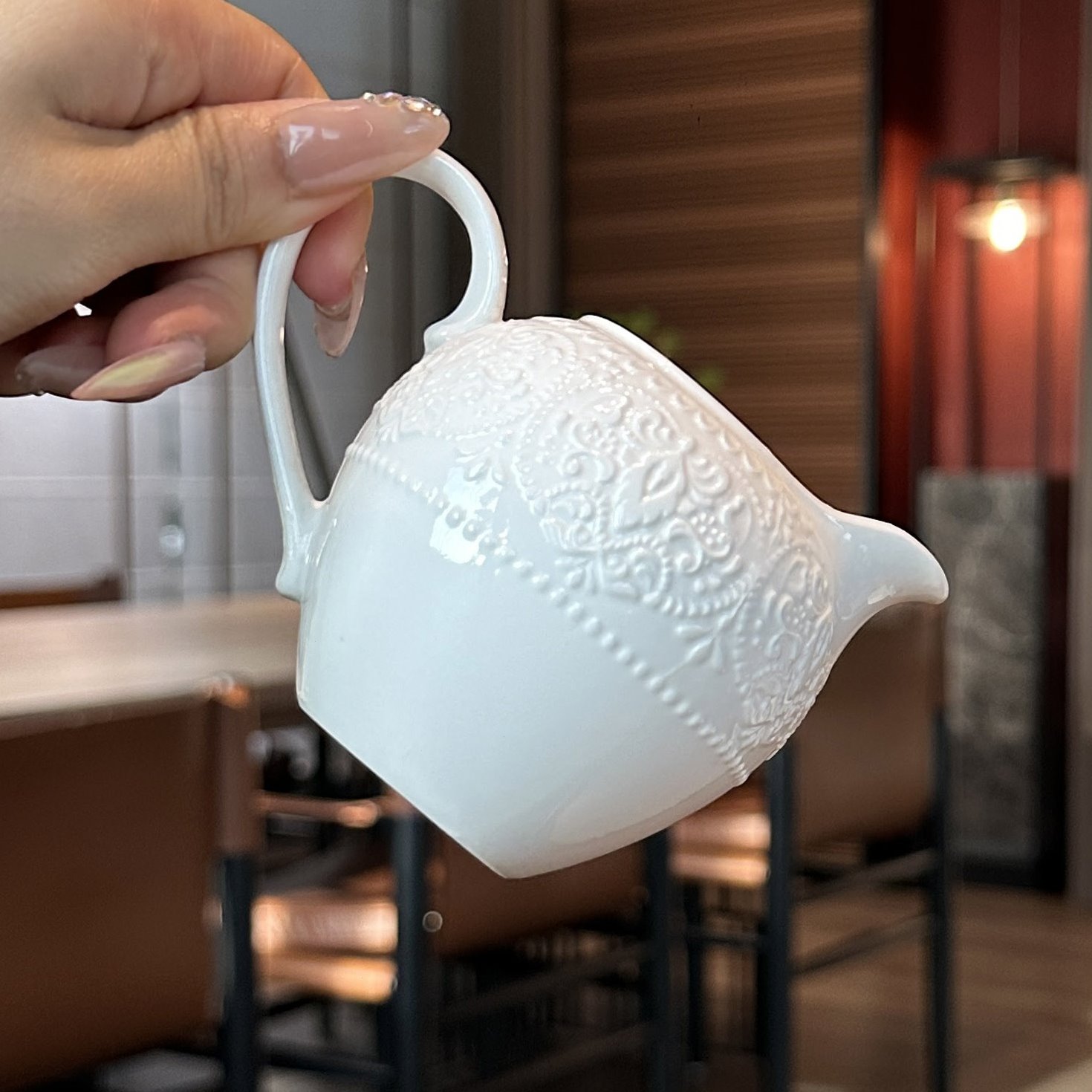 *老板娘自用*出口巴洛克花纹复古浮雕陶瓷下午茶咖啡奶罐壶缸奶盅