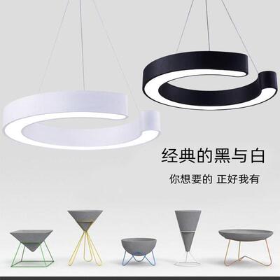 LedC形吊灯个性办公室健身房灯具现代简约办公照明创意办公吊线灯