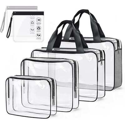 Clear Toiletry Bag for Travel Size Toiletries 4 Pack Large