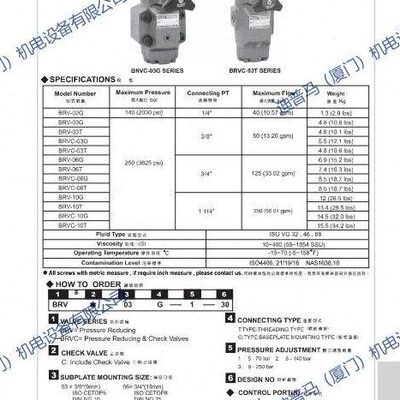 台湾CHIA WANG佳王压力控制阀BRCV-03G-1-30 BRCV-03G-3-30 2-30
