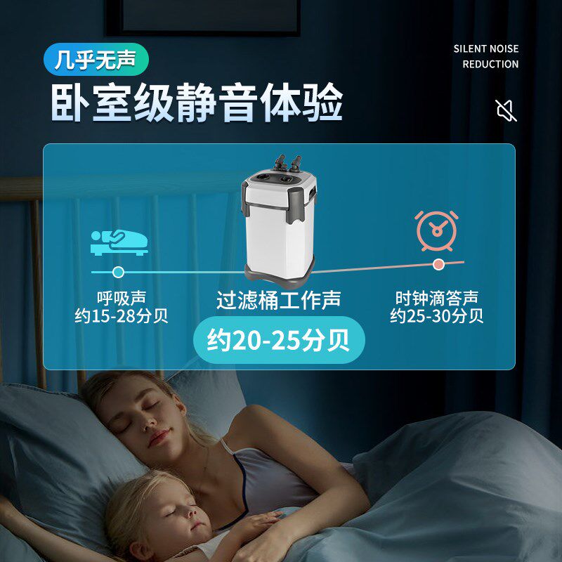 京业鱼缸过滤桶外置静音三合一水循环净水泵系统草缸水族箱过滤筒