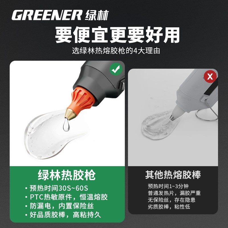 绿林热熔胶枪大功率锂电热胶水枪家用DIY手工小型多功能热熔胶棒