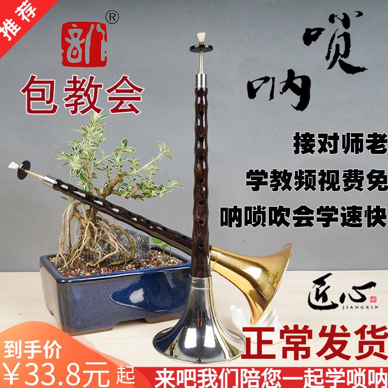 八音唢呐乐器全套红木乌木专业芯子初学者民间喇叭吹演奏黑檀锁呐
