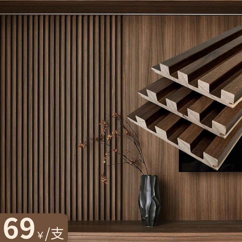 实木格栅板木格栅电视背景墙生态木护墙板网红凹凸形格栅条长城板