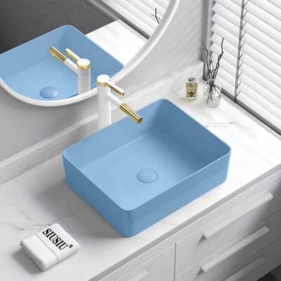 北欧网红哑光蓝色陶瓷台上盆家用面盆洗手洗脸盘阳台洗漱池子水盘