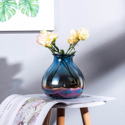 朗峰手工 SET17 口袋七彩钴蓝手工玻璃瓶花瓶 欧式花插 餐桌花器