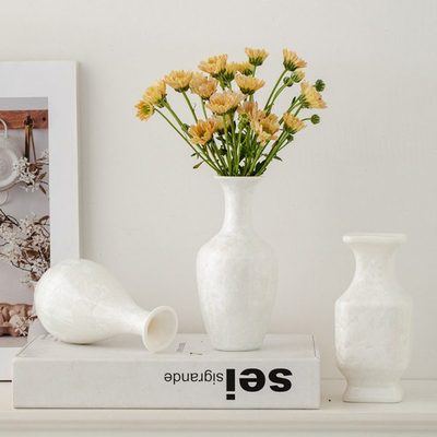 简约白色结晶釉陶瓷花瓶迷你小号客厅插花摆件轻奢高级感玄关水培