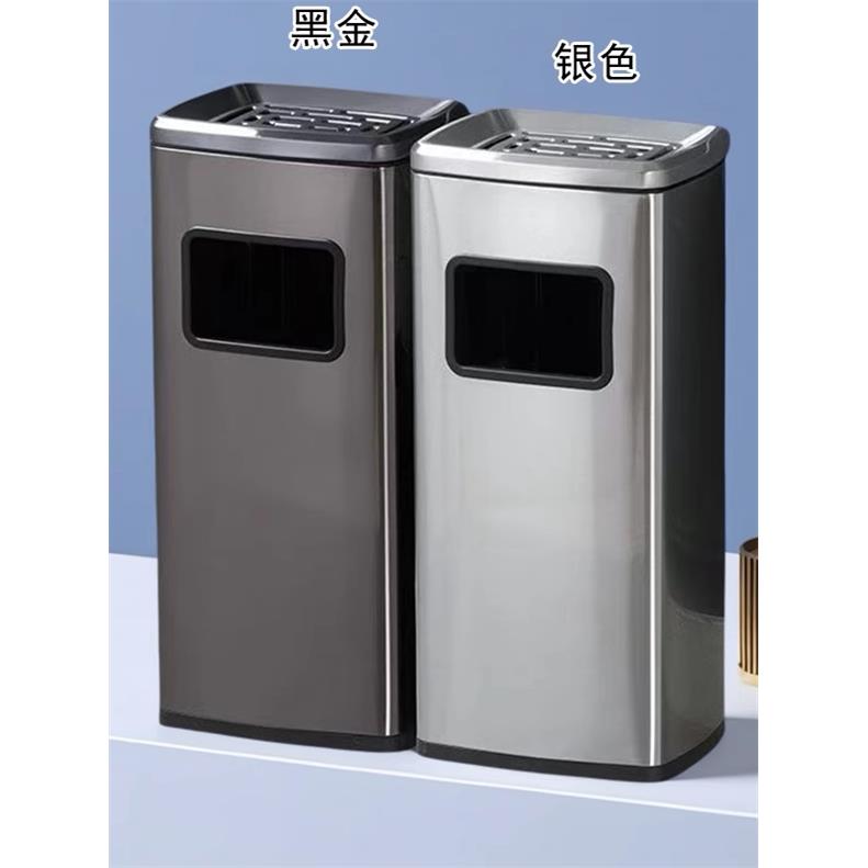 不锈钢垃圾桶卫生间擦手纸无盖直投翻盖侧开商用方形电梯口果皮箱