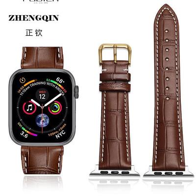 适用苹果手表iwatch8表带S9新款applewatch7皮质s7牛皮s6蝴蝶扣5/