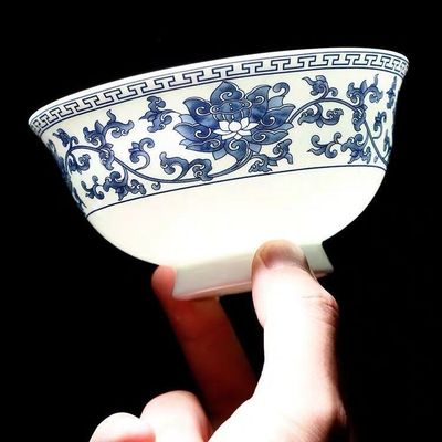 景窑瓷业高温青花瓷日常米饭碗家庭实用装吃饭碗面碗家用