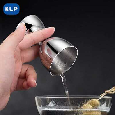 KLP不锈钢印第安式量酒器量杯盎司杯30/60ml带刻度双头jigger