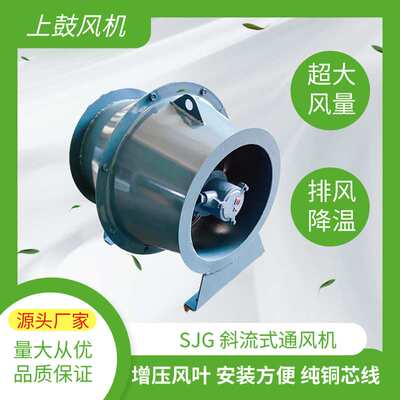 钢制鼓型斜流风机SJG-I-4.0S 0.25KW低噪音排风机 管道加压风机