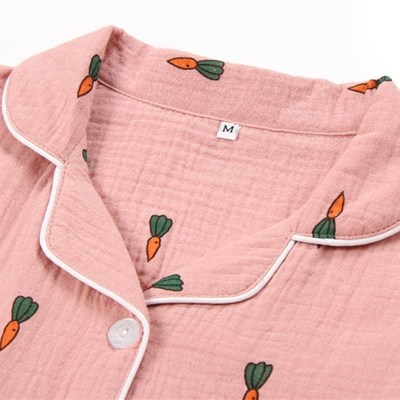 2020春秋夏儿童一家四口亲子装睡衣女纯棉纱布男士家居服套装大码