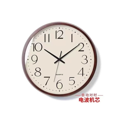 ?进口日本机芯实木挂钟家用时钟客厅简约静音自动电波钟表