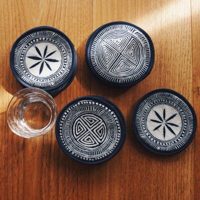 侗族蜡植物贵州棉夹隔热 【织蓝环靛杯垫手染保时布舟】垫画布