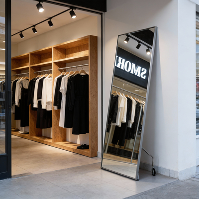 包豪斯不锈钢移动式全身穿衣镜