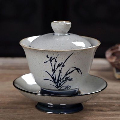 三才盖碗家用功夫茶具陶瓷复古中号敬茶杯泡茶碗带盖包邮