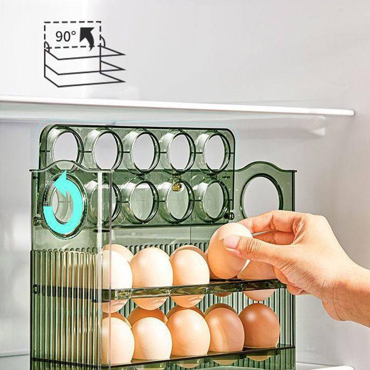冰箱用侧门鸡蛋收纳盒食品级保鲜盒整理收纳翻转鸡蛋盒鸡蛋托