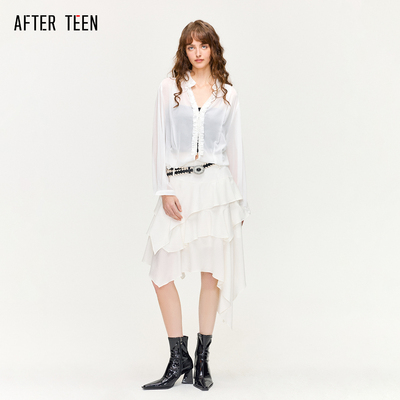 AFTER TEEN「南亚文化｜手工质感」不对称波浪飘逸感层叠半裙